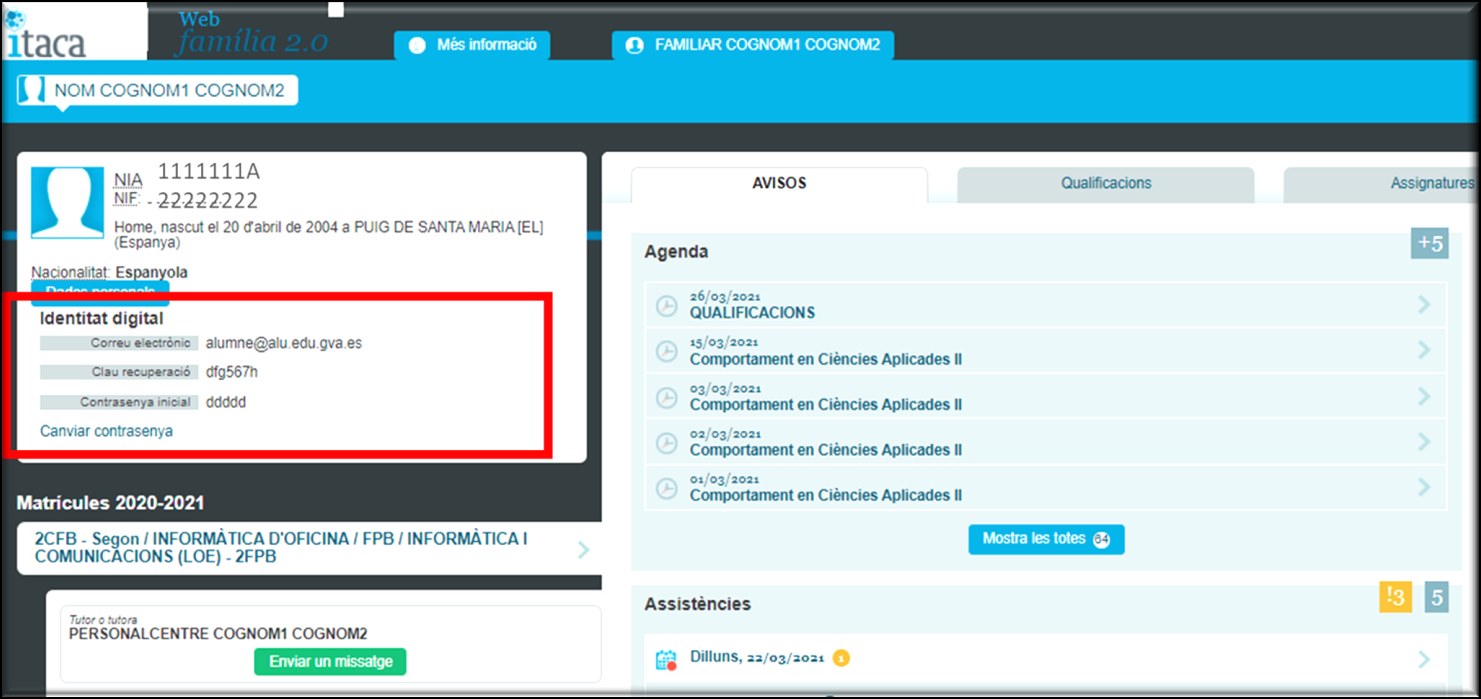Consultar la identitat digital – IES CAMP DE TÚRIA